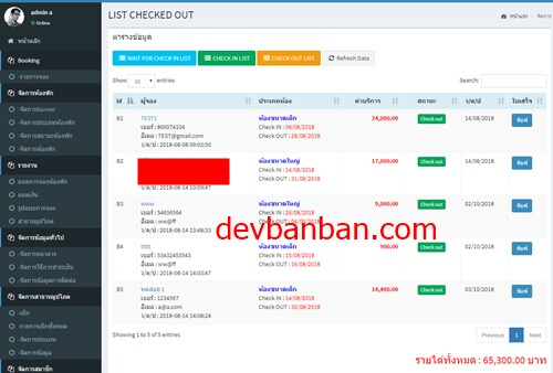 ระบบจองห้องพักออนไลน์ พัฒนาด้วย Codeigniter Php Mysqli Bootstrap